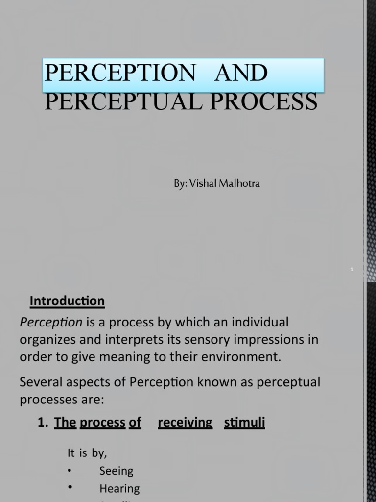 Perception and Perceptual Process | PDF