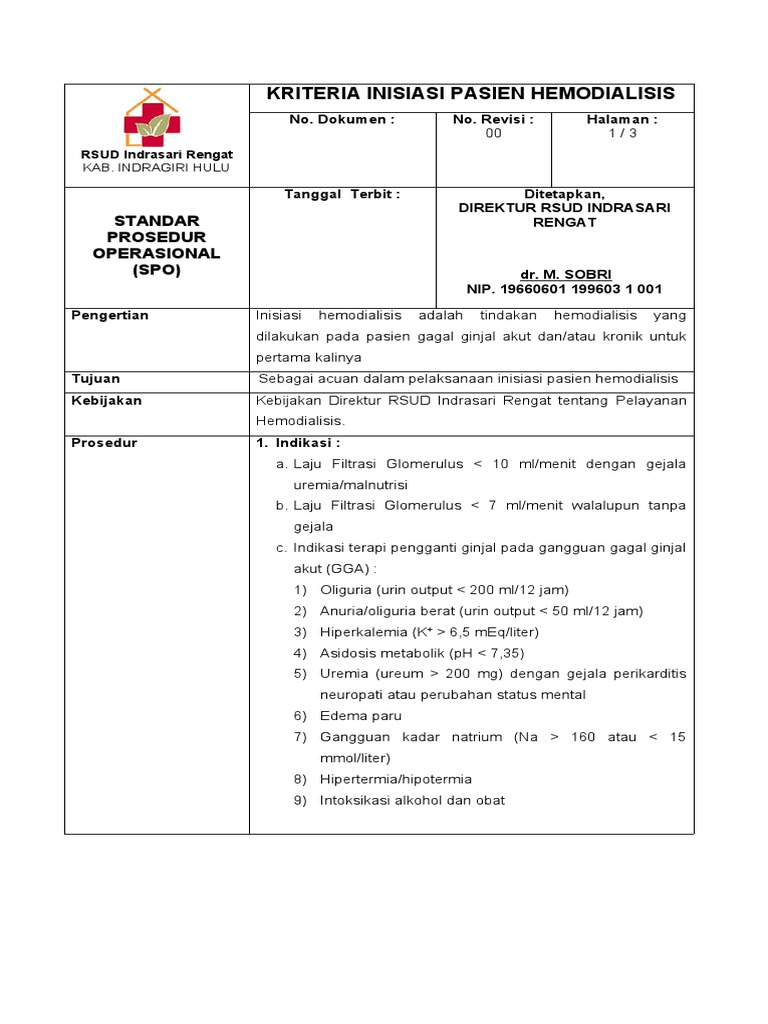 Spo Kriteria Pasien HD | PDF