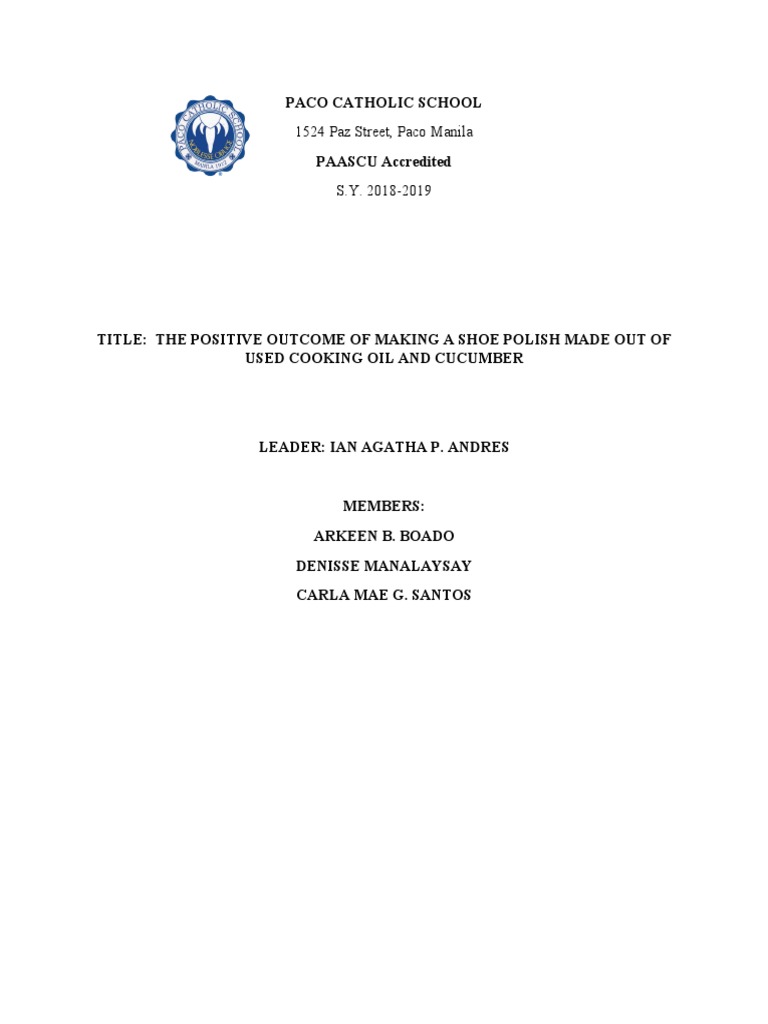 Investigatory Project Chapter 3 | PDF | Vegetable Oil | Oil