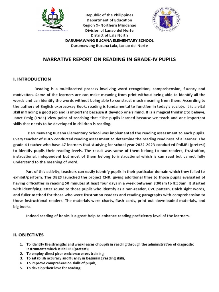 Narrative Report On Reading | PDF | Reading Comprehension | Language ...