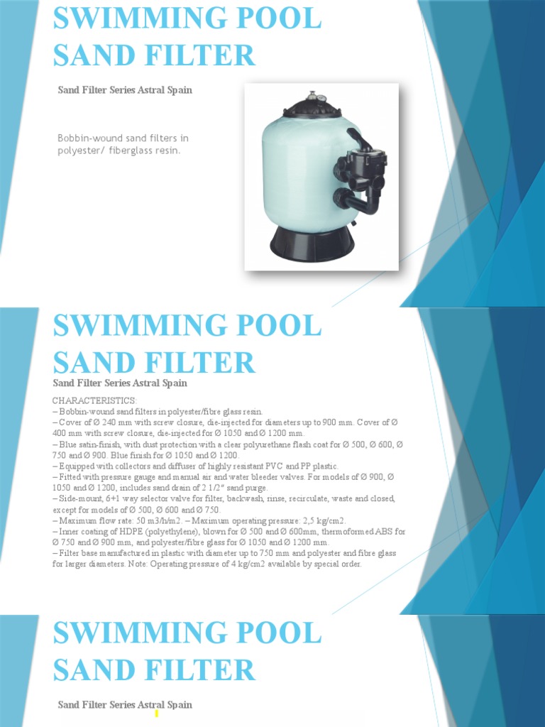 Astral Pool Sand Filter Specifications | PDF | Pump | Fiberglass