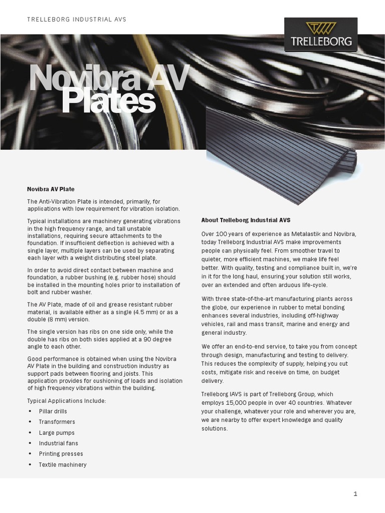 TIAVS Novibra AV Plate | PDF | Natural Rubber | Economic Sectors