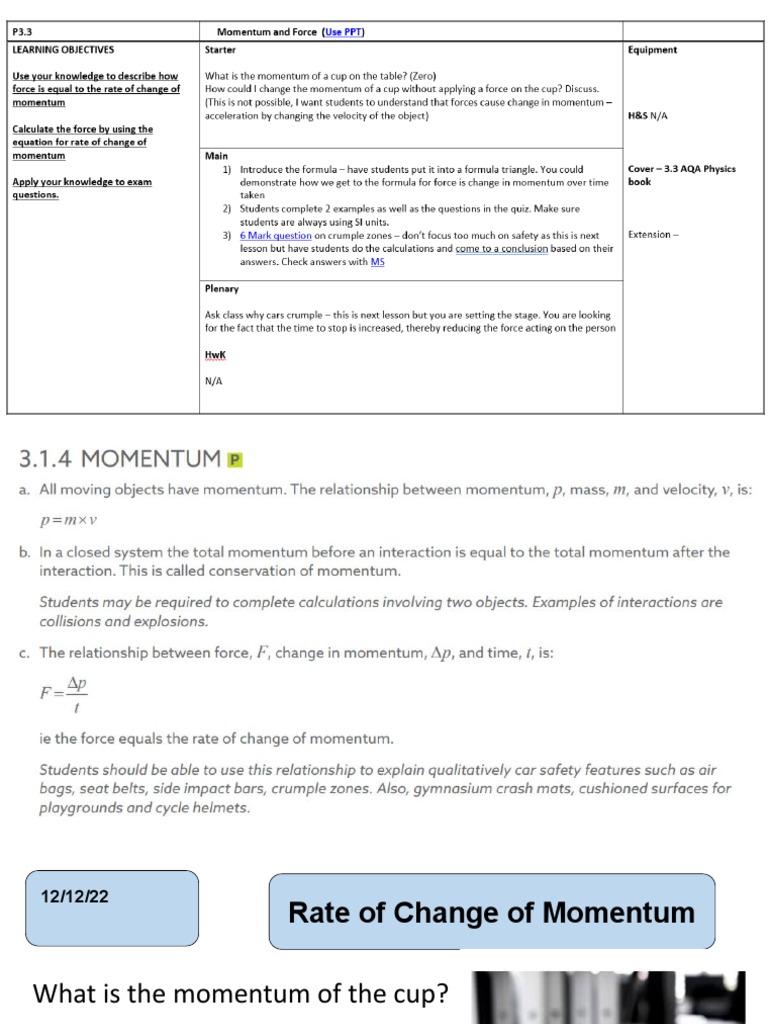 Rate of Change of Momentum | PDF