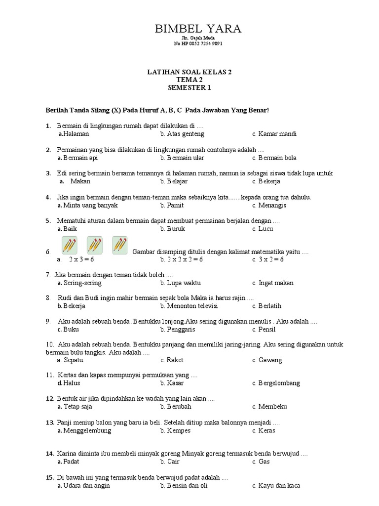 Kelas 2 Tema 2 Pilihan Ganda Pdf