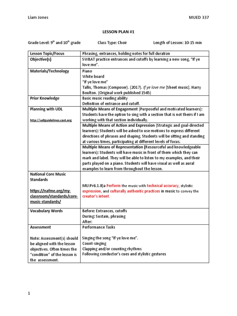 Choral Teaching Sequence 1 | PDF | Learning | Lesson Plan