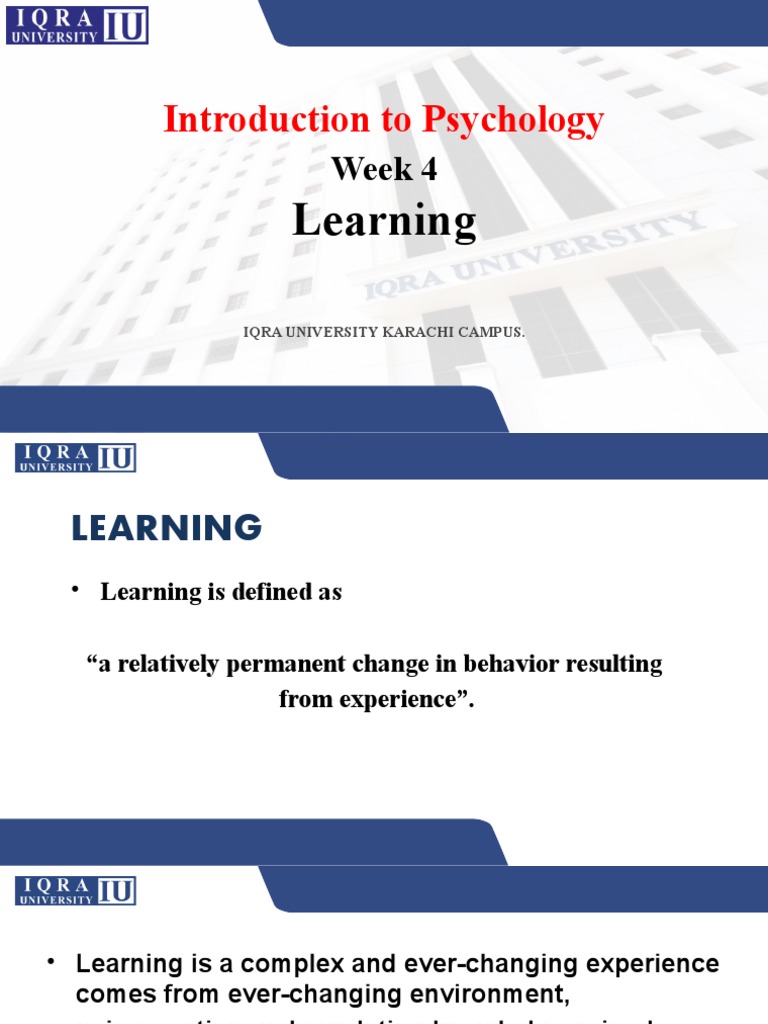 Learning Week 4 | PDF | Classical Conditioning | Reinforcement