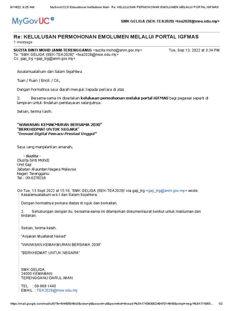 MyGovUC2.0 Educational Institutions Mail - Re - KELULUSAN PERMOHONAN ...