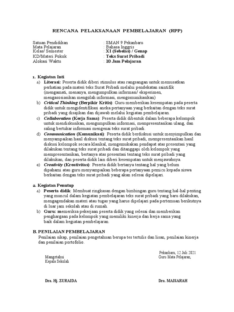 RPP Abk Kelas Inklusi | PDF