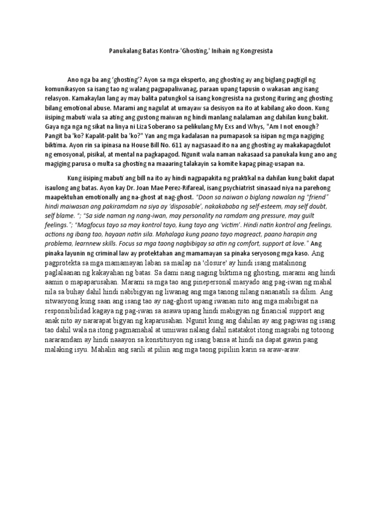 Panukalang Batas Kontra | PDF