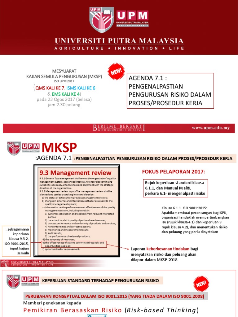 CTH MKSP Agenda 7.1 Pengenalpastian Risiko Dalam Proses Atau Prosedur Kerja | PDF