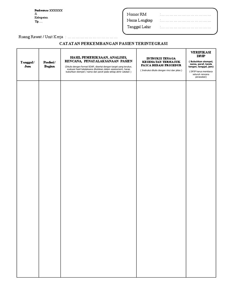 3.2. - Ep - 3.form Catatan Perkembangan Pasien Terintegrasi | PDF