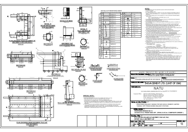 BR No 13 R.C.C. Abutment & Return Wall-Layout1 | PDF | Deep Foundation ...