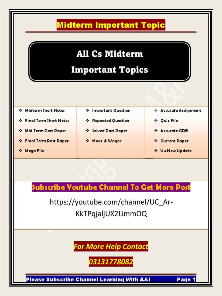 All Cs Midterm Important Topic | PDF | Computer Programming | Information Age