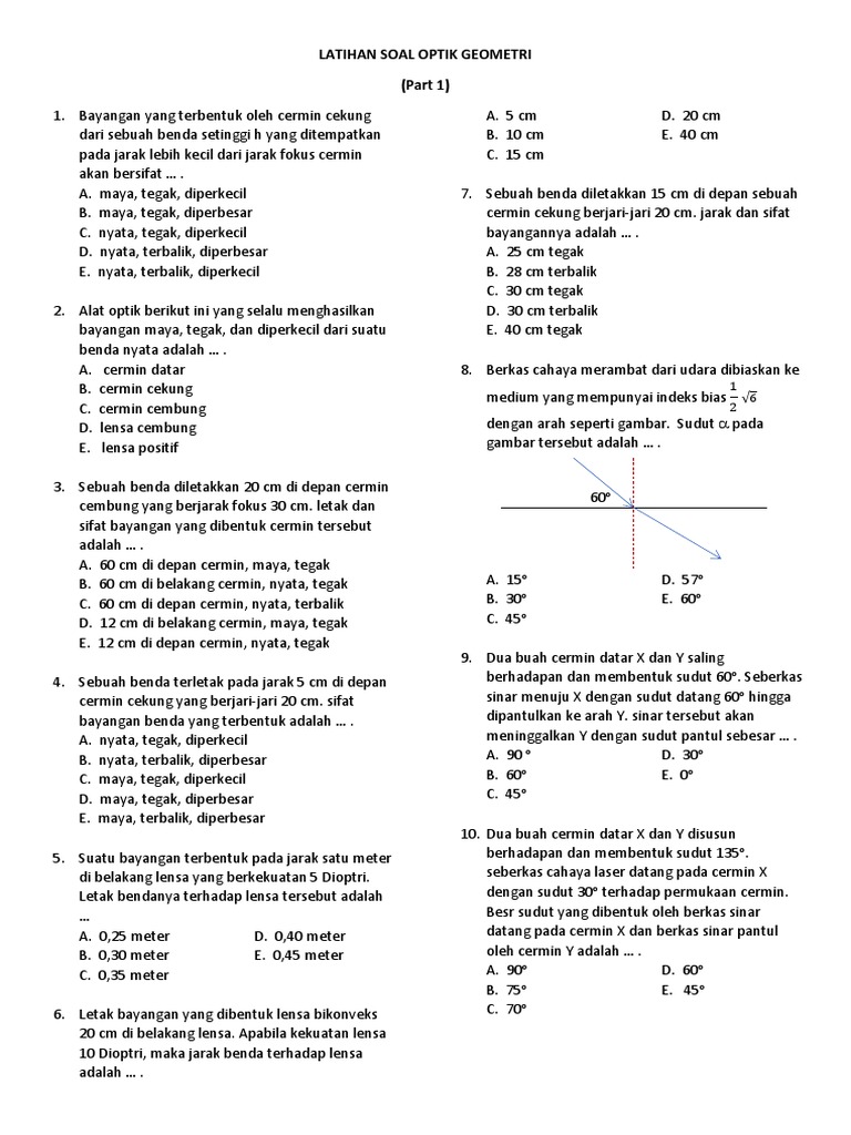 Lat Soal Optik Geometri (Part1) | PDF