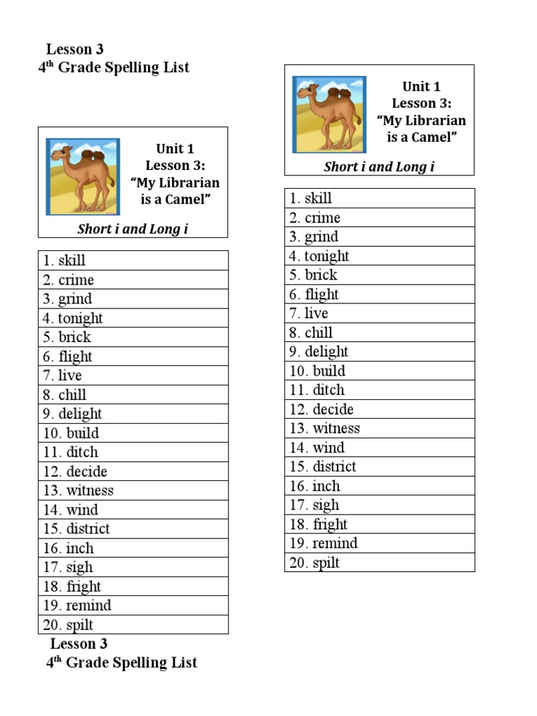 Spelling List 3 | PDF