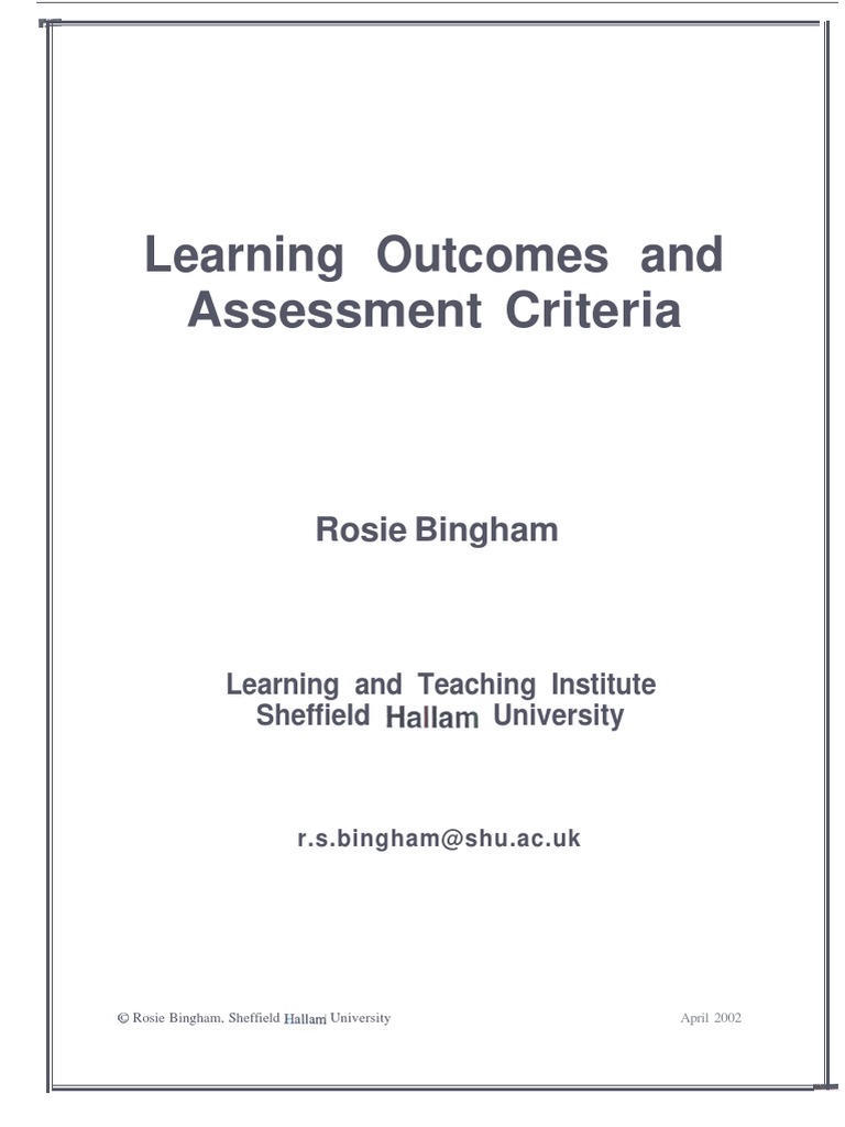 Learn Out Comes Ass Criteria | PDF | Educational Assessment | Learning