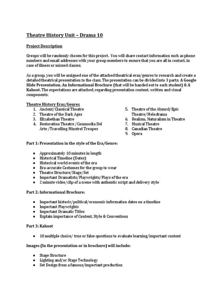 theatre history project | PDF | Theatre | Entertainment