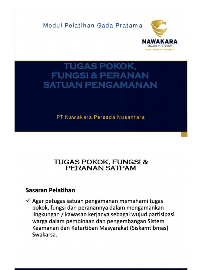Tugas dan Fungsi Satpam PT Nawakara | PDF