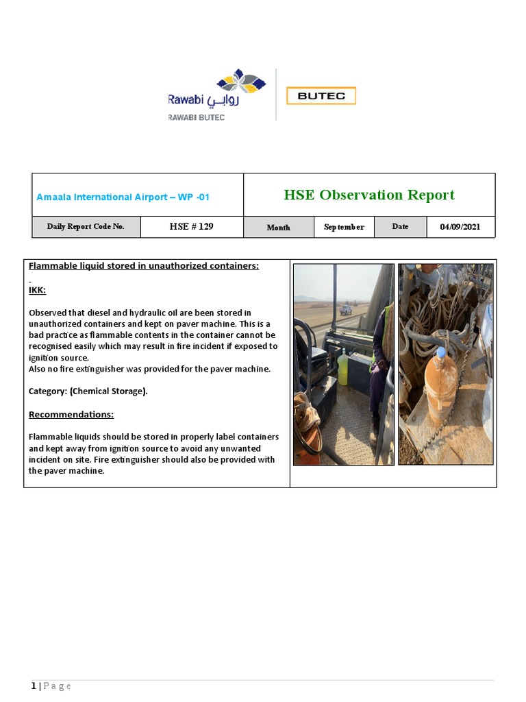 HSE Site Safety Observations | PDF