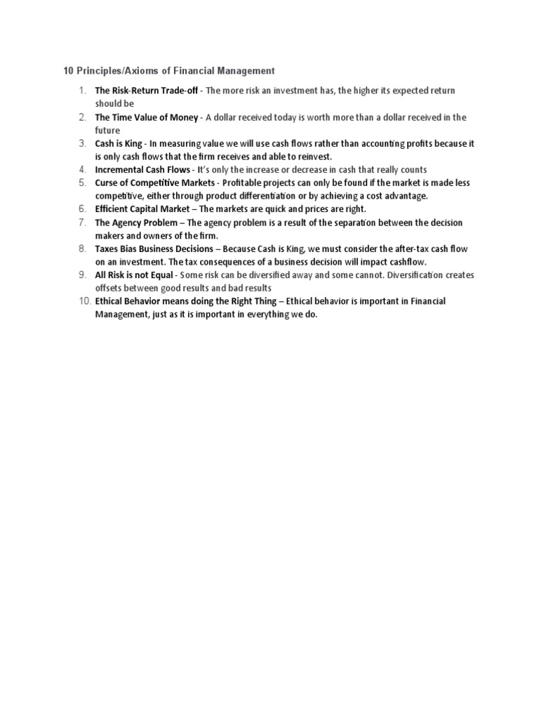 Principles Of Financial Management