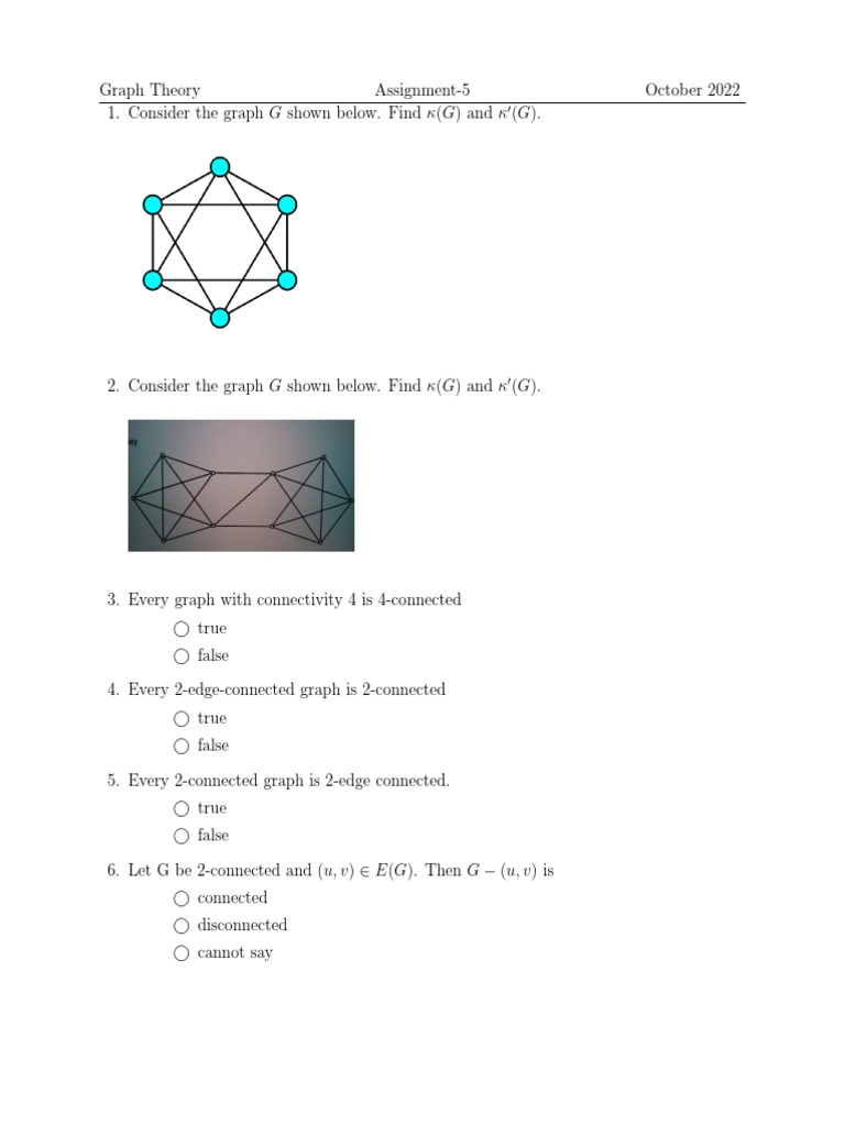 Assignment 5 | PDF | Vertex (Graph Theory) | Mathematical Concepts Assignment 5 | PDF | Vertex (Graph Theory) | Mathematical Concepts