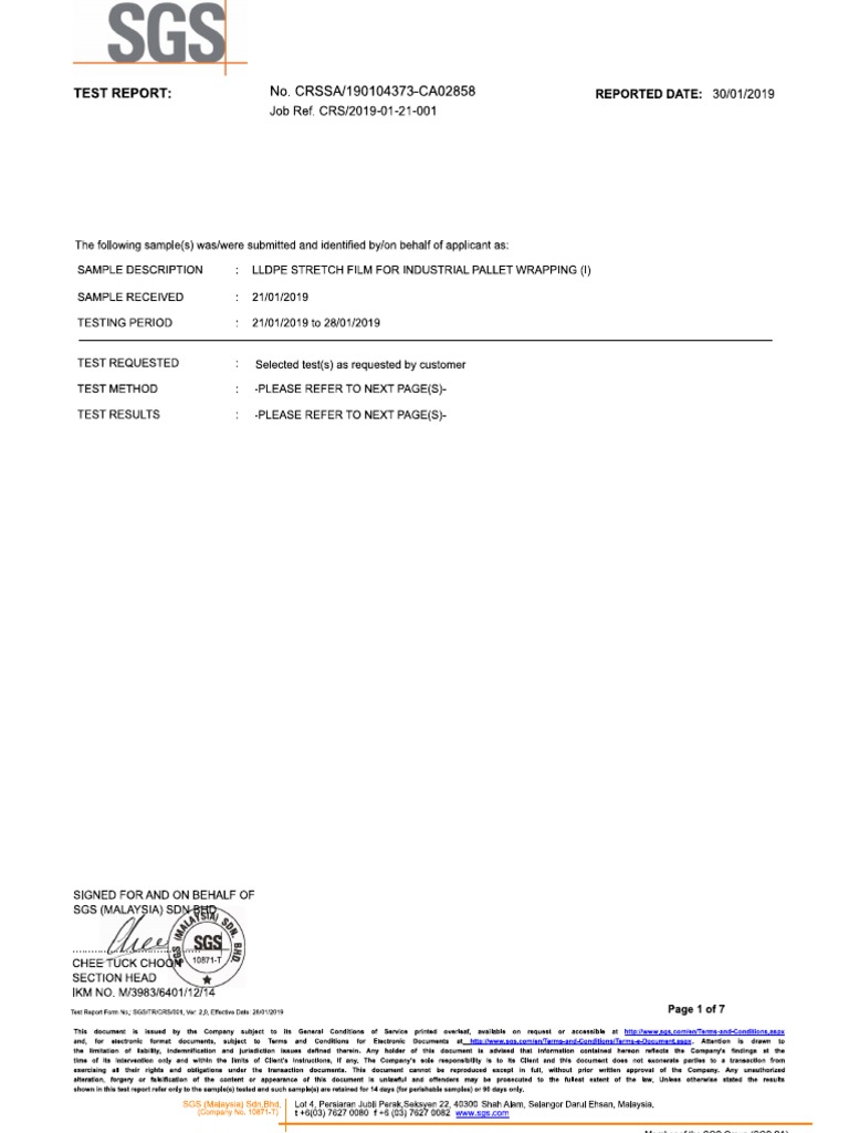 SGS Stretch Film | PDF