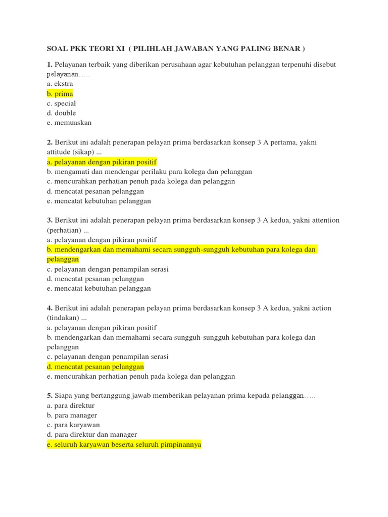 Soal PKK Teori Xi | PDF