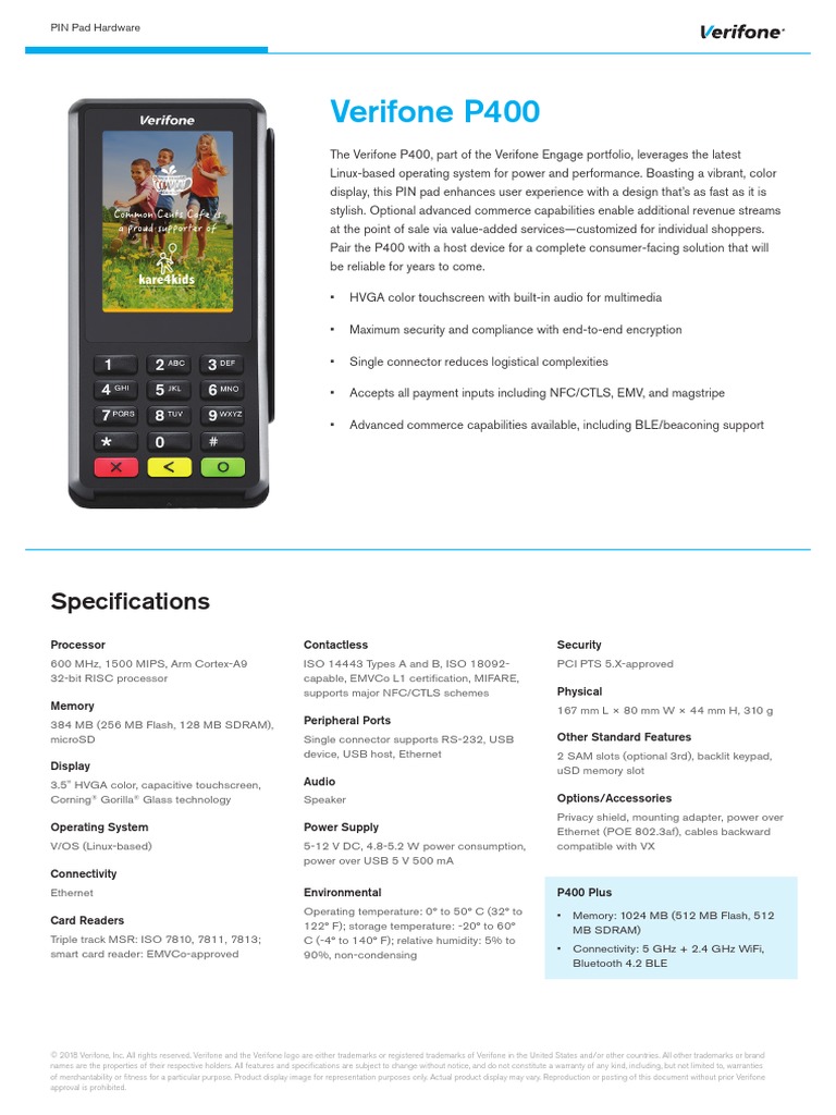 p400 Datasheet A4 013018 | PDF | Usb | Computer Architecture