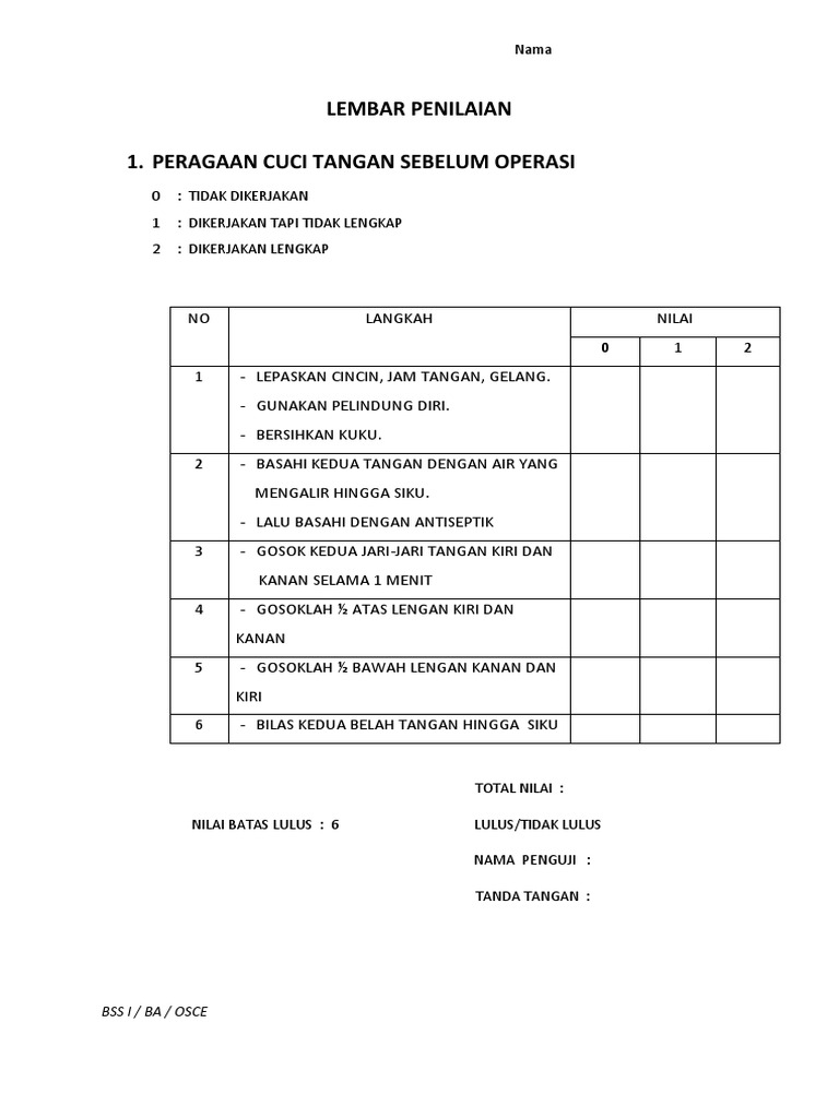 Modified - Lembar Penilaian Osce Bss1 | PDF