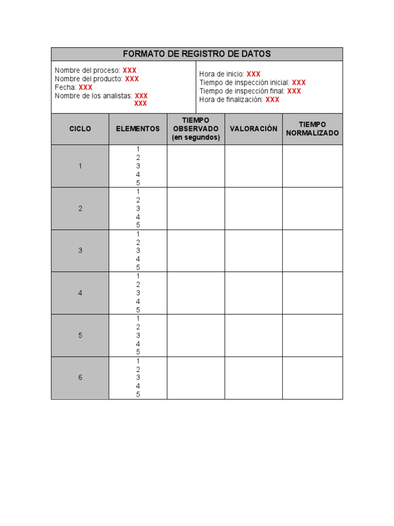 Formato de Registro de Datos | PDF