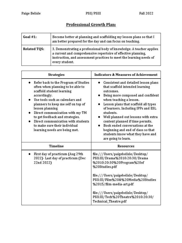 Personal Growth Plan | PDF | Lesson Plan | Change