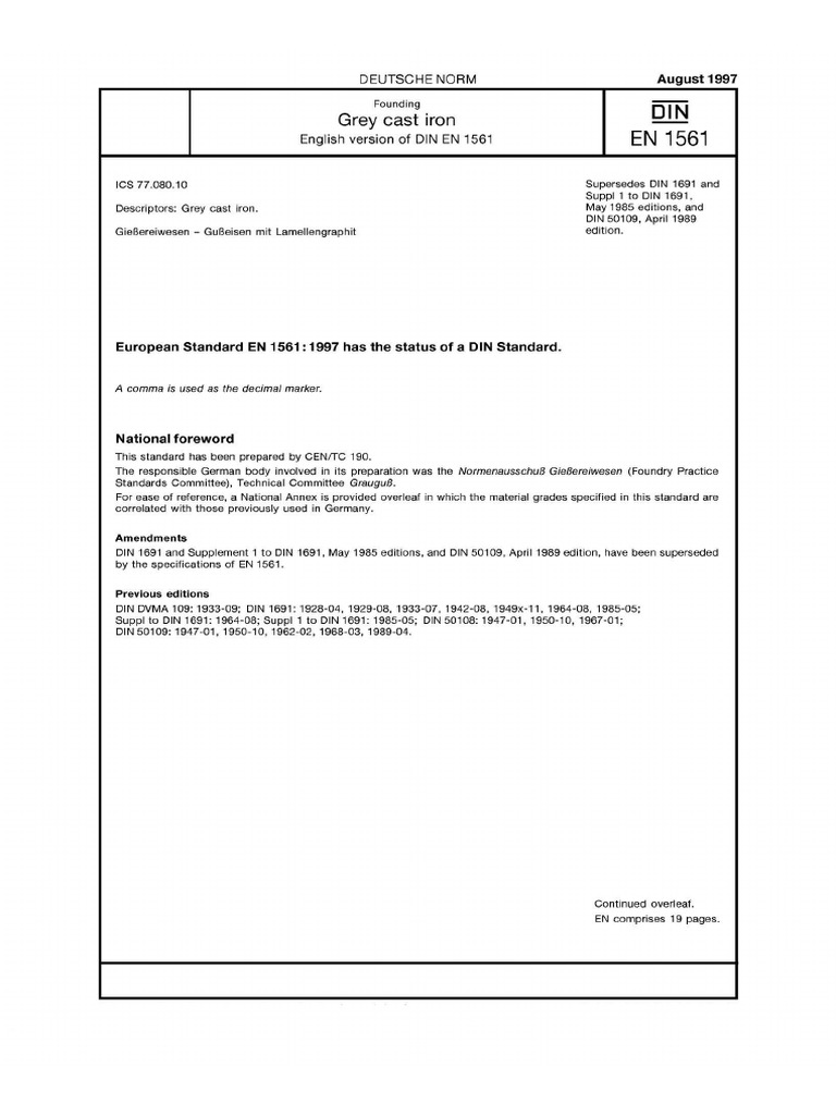 DIN EN 1561 Grey Cast Iron | PDF
