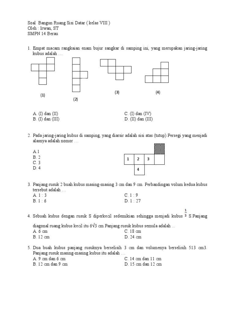 Soal 8 Bangun Ruang | PDF | Metode & Bahan Ajar | Griya & Taman
