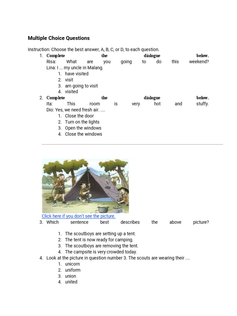 Multiple Choice Questions: The Dialogue Below | PDF