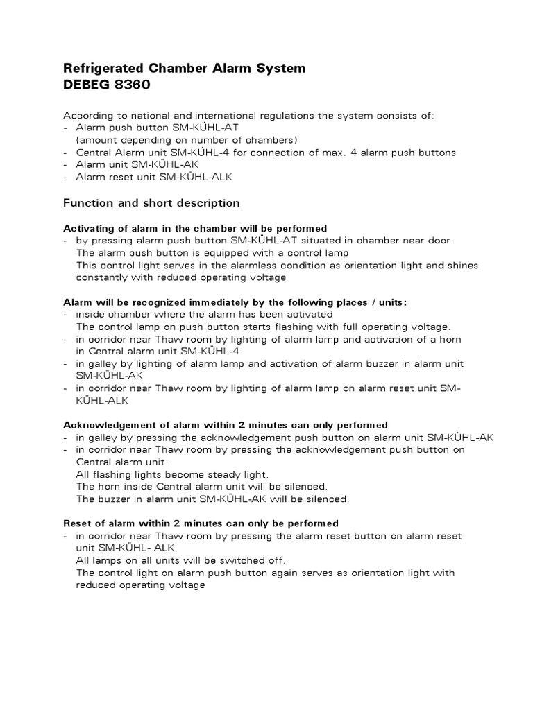 Refrigerated Chamber Alarm System Guide | PDF | Technology & Engineering
