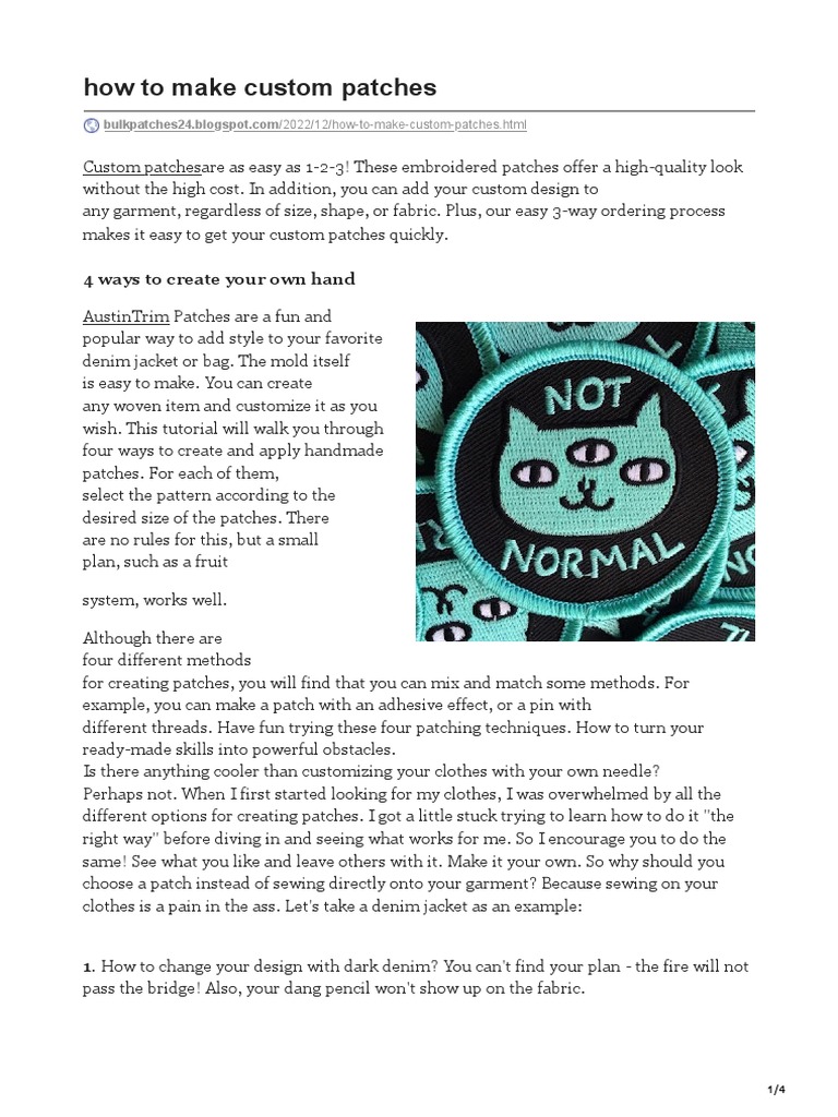 How To Make Custom Patches | Download Free PDF | Clothing | Sewing