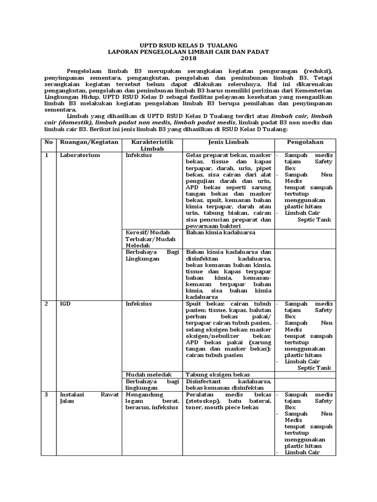 Laporan Pengelolaan Limbah B3 | PDF