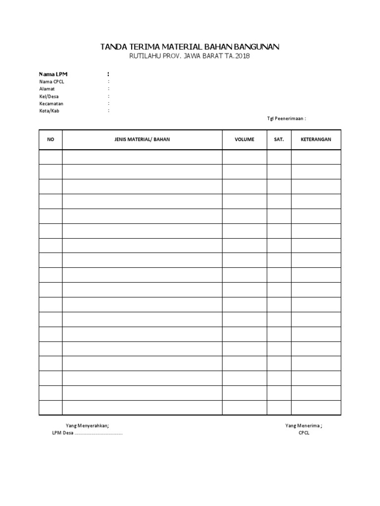 24 SURAT TANDA TERIMA BAHAN BANGUNAN (SURAT JALAN) Fix-1 | PDF