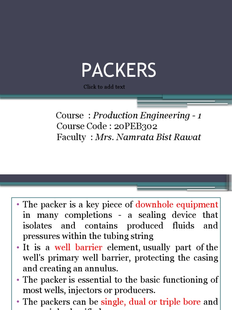 2.1 Packers | PDF | Casing (Borehole) | Chemical Engineering