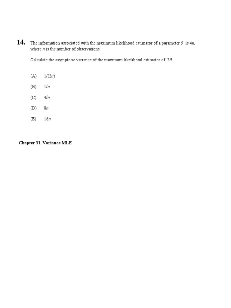 Asymptotic Variances of Maximum Likelihood Estimators: Examples from Probability Distributions ...