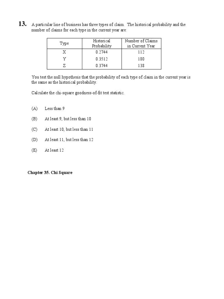 Chi-Square Tests for Claim Distributions | PDF | Statistical ...