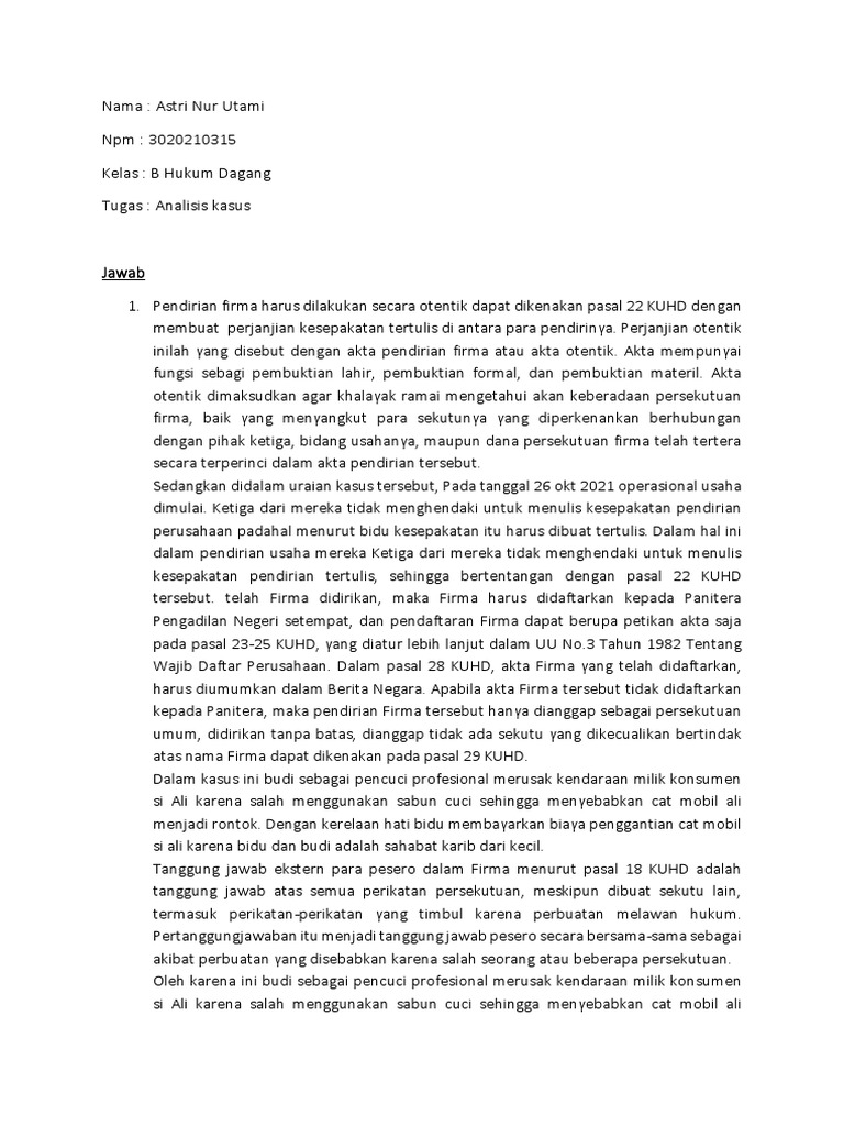 Analisis Kasus Hukum Dagang | PDF | Hukum
