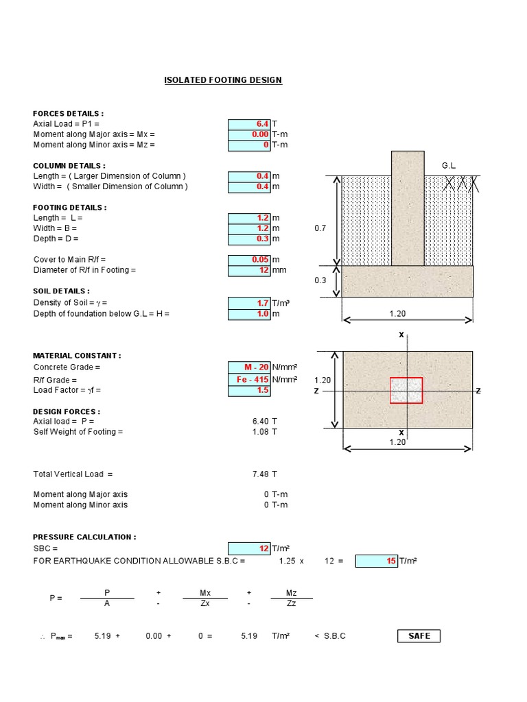 Isolated Footing Design Guide | PDF