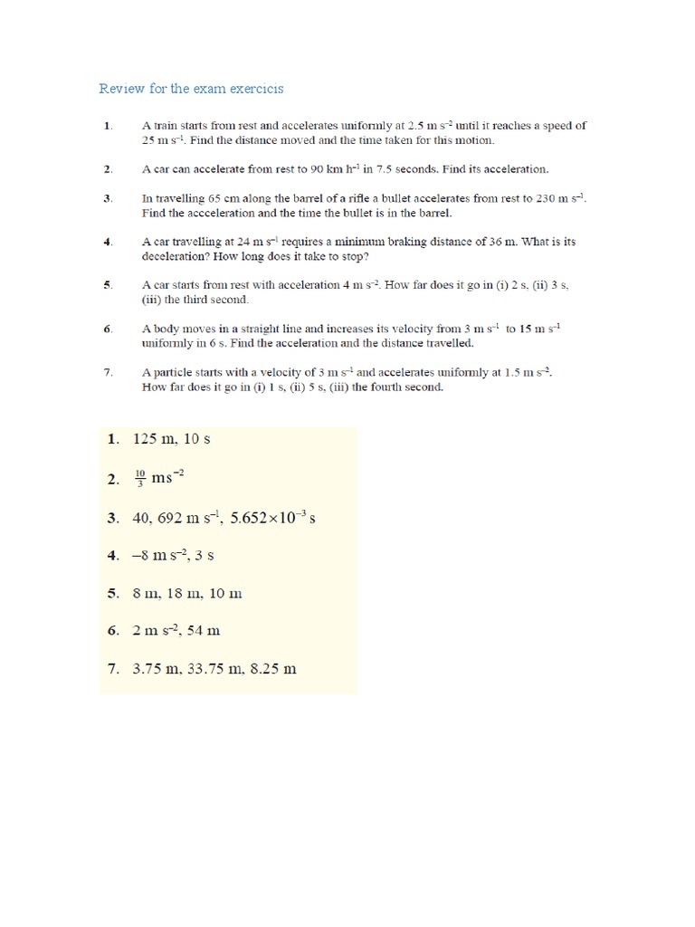 Exam exercise review guide | PDF