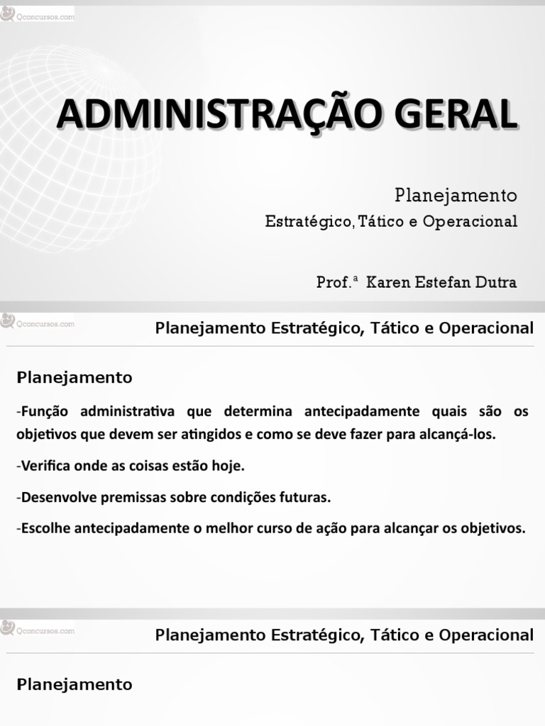 Planejamento Estratégico, Tático e Operacional | PDF | Planejamento ...