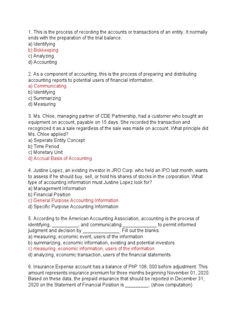 FUNACC With Answers | PDF | Credit Card | Accounting