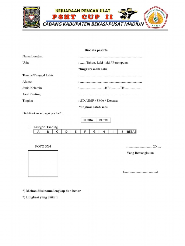 Biodata Peserta | PDF