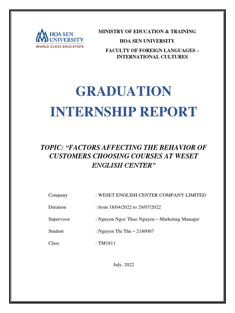 Graduation Internship Report | PDF | Consumer Behaviour | Behavior