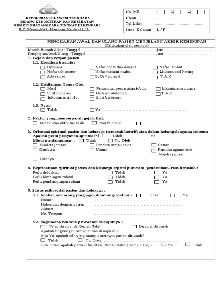 Form Pasien Terminal | PDF