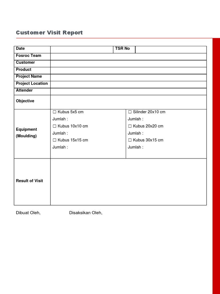 Customer Visit Report Blank 2019 | PDF